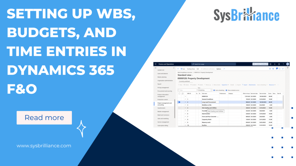 Setting Up WBS, Budgets, and Time Entries in Dynamics 365 F&O- Part 6 ...