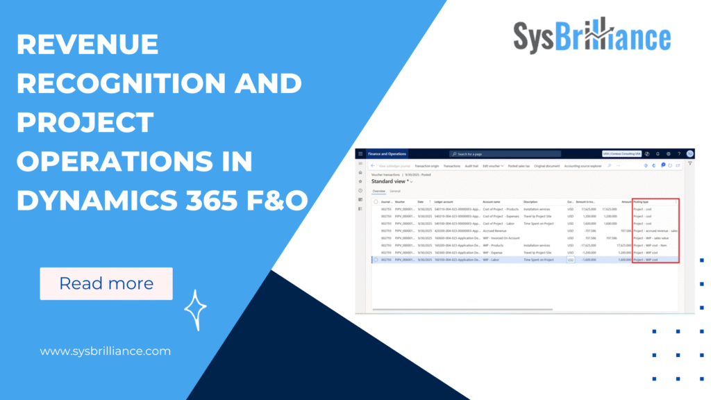 Revenue Recognition and Project Operations in Dynamics 365 F&O- Part 9 - SysBrilliance ...